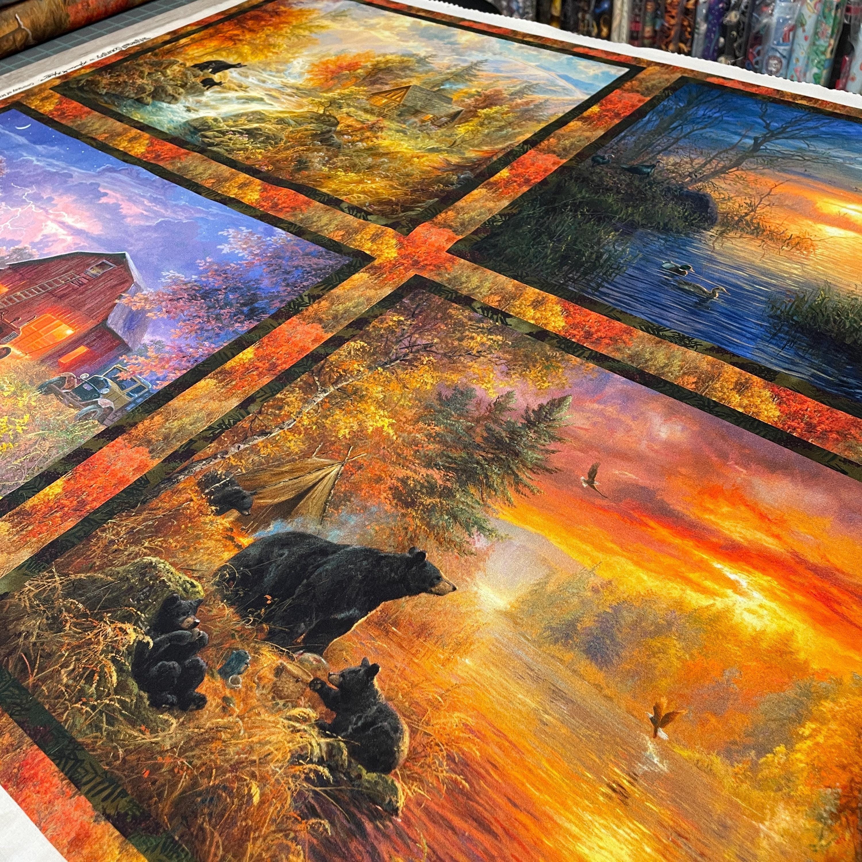 Dear and Bear Panel - 42" wide x 36" tall - Whitetail Country - 3 Wish ...